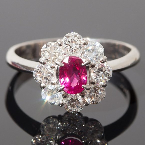 Jewelry | Diamond And Ruby Platinum Cocktail Engagement Ring | Poshmark